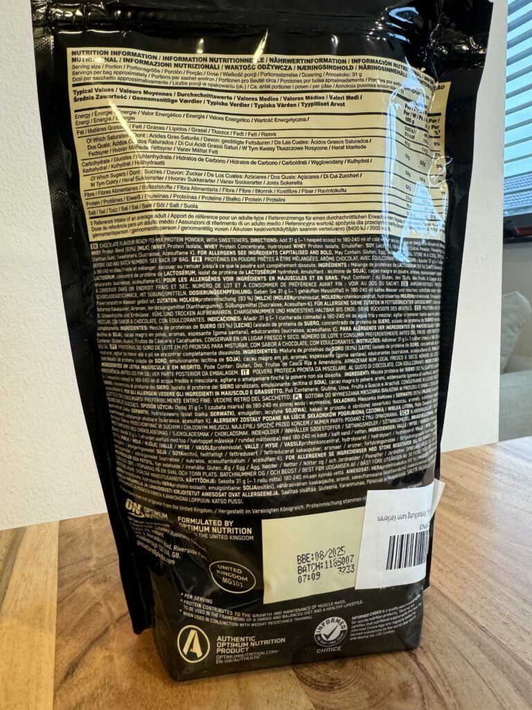 Optimum Nutrition Gold Standard 100% Whey en test - cosmostox